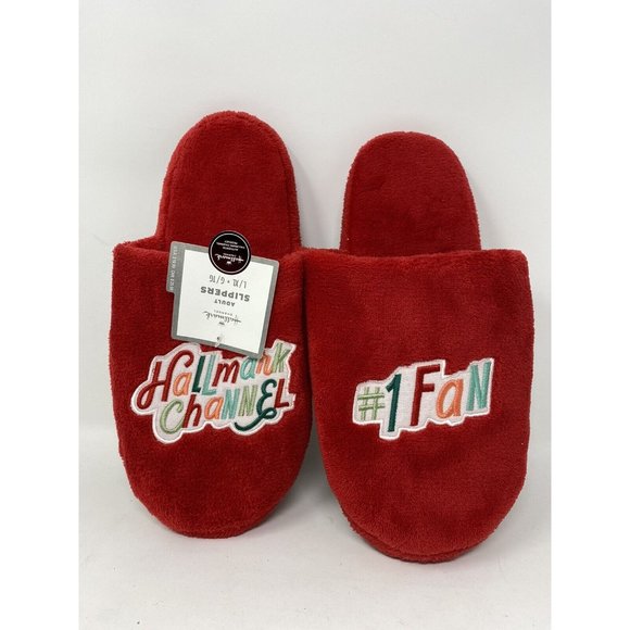 Hallmark | Shoes | Hallmark Channel Fan Red Holiday Slippers Size Lxl ...